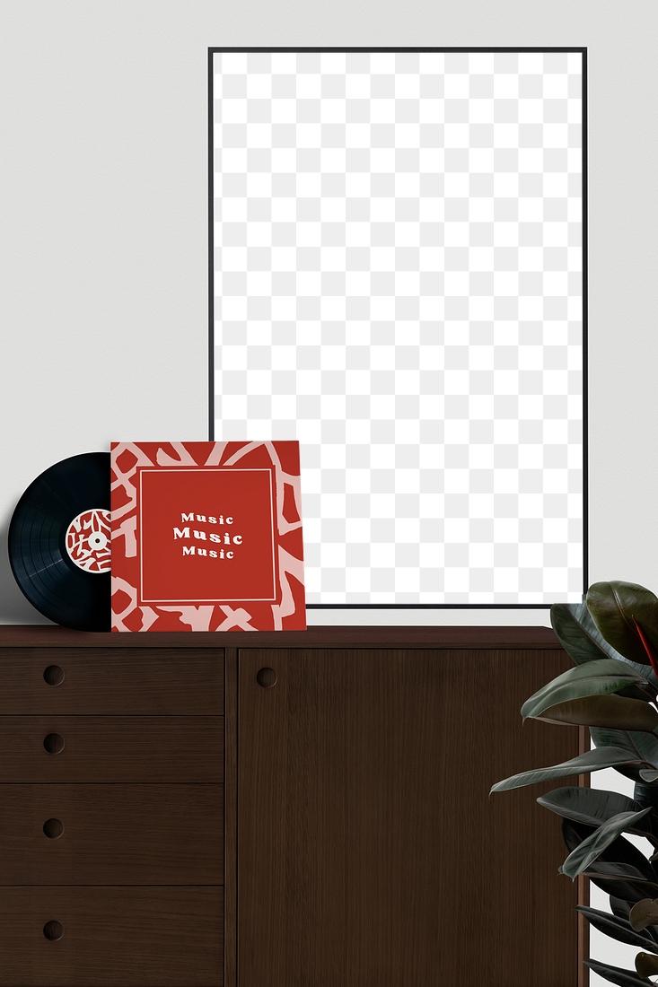 Blank frame and vintage vinyl | Premium PNG - rawpixel