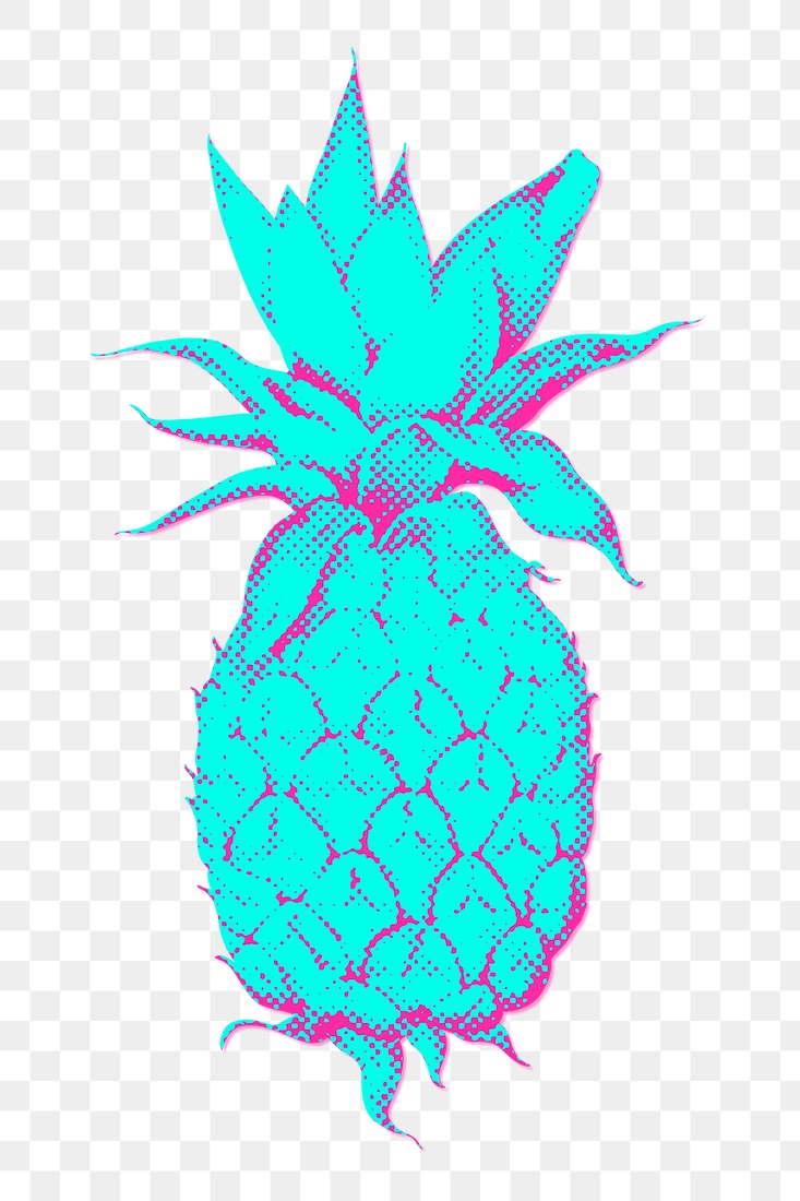 Blue pineapple halftone style design | Premium PNG Sticker - rawpixel