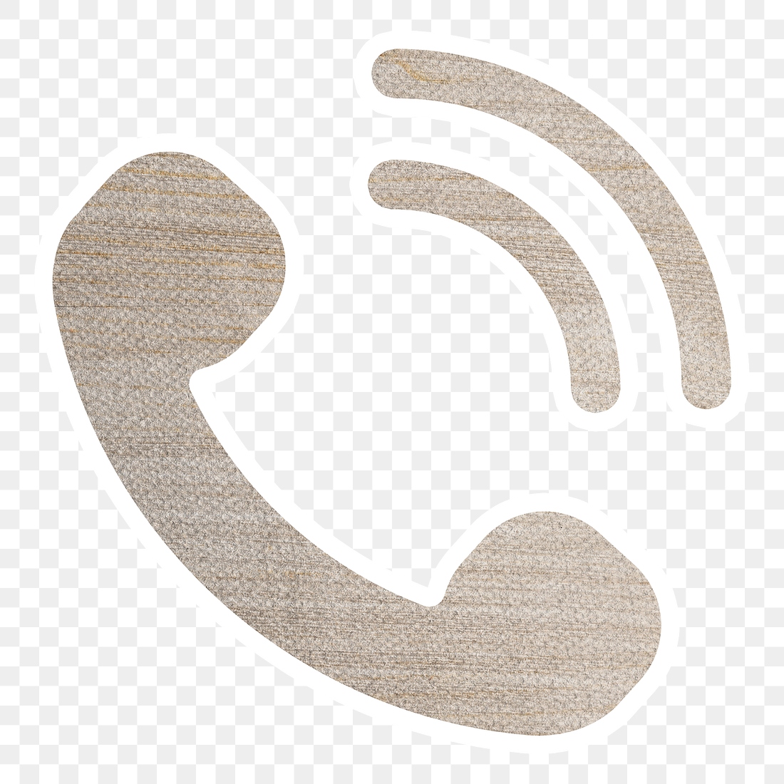 Wood textured calling phone sticker | Free PNG Sticker - rawpixel