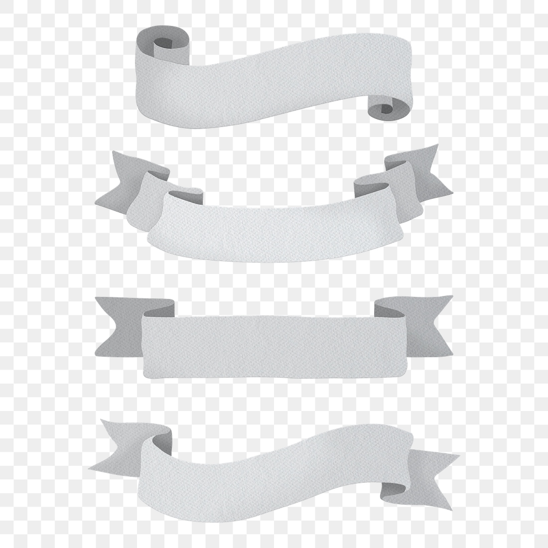 Gray paper ribbon banner design | Premium PNG - rawpixel