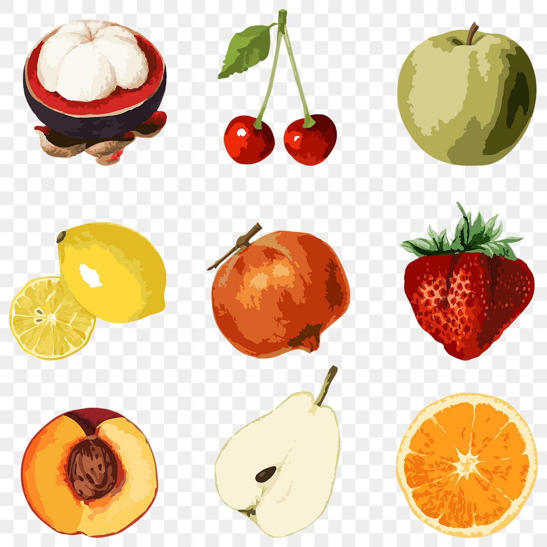 Vectorized tropical fruit sticker collection | Premium PNG - rawpixel