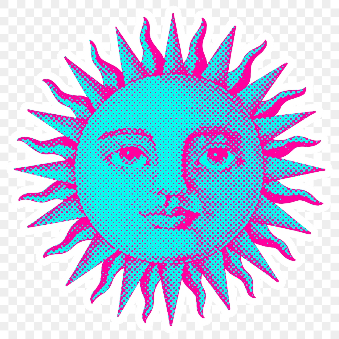 Hand drawn funky sun face | Premium PNG Sticker - rawpixel
