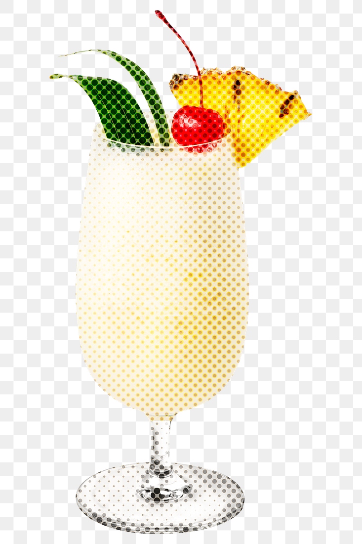 Halftone pina colada drink sticker | Premium PNG Sticker - rawpixel