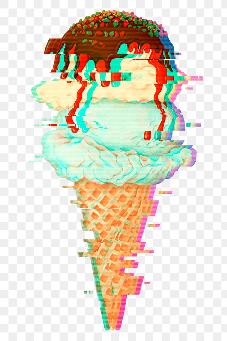 Ice cream glitch effect sticker | Premium PNG Sticker - rawpixel