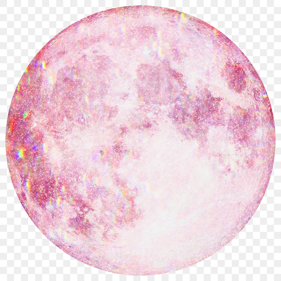 Pink holographic full moon design | Free PNG Sticker - rawpixel