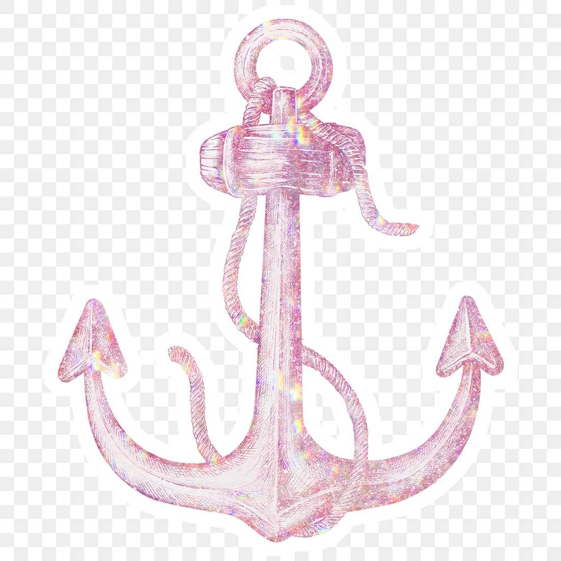 Pink holographic anchor sticker white | Premium PNG Sticker - rawpixel