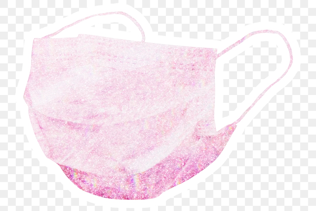 Pink holographic face mask sticker | Premium PNG Sticker - rawpixel