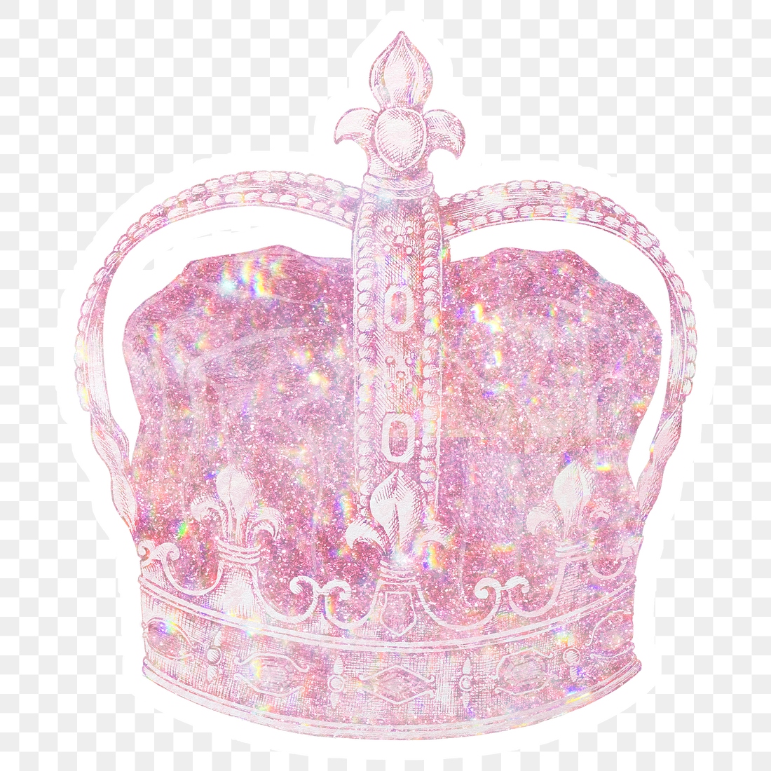 Pink holographic royal crown sticker | Premium PNG Sticker - rawpixel
