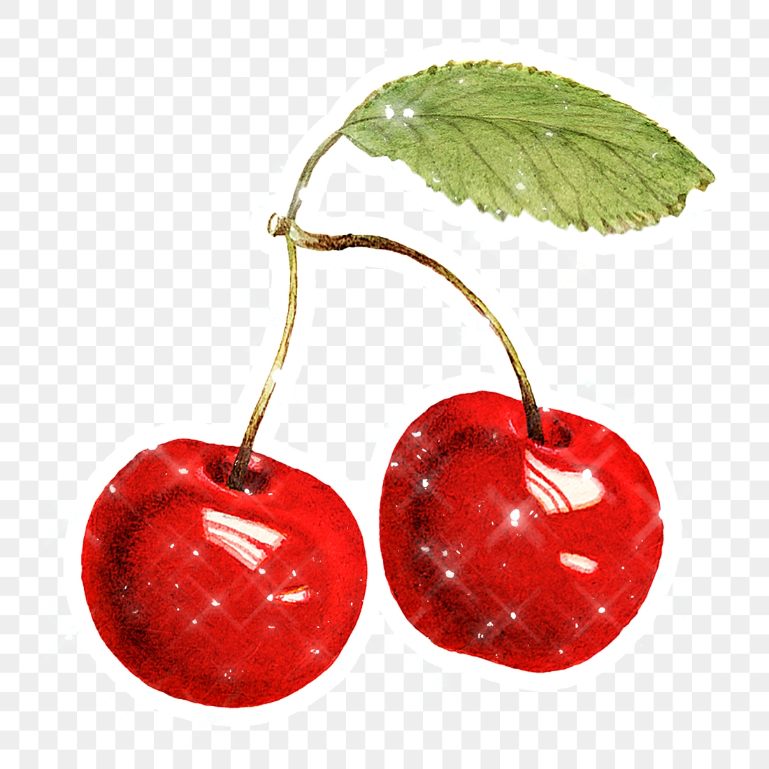 Hand drawn sparkling cherry fruit | Premium PNG Sticker - rawpixel