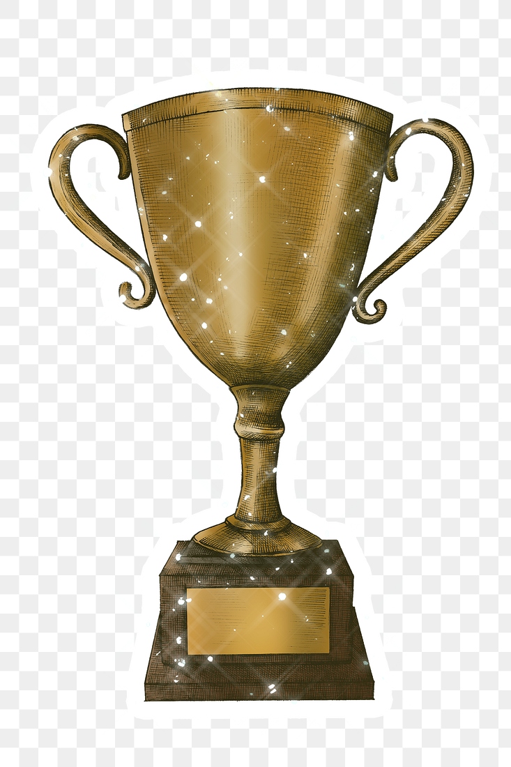 Sparkling gold trophy sticker white | Premium PNG Sticker - rawpixel