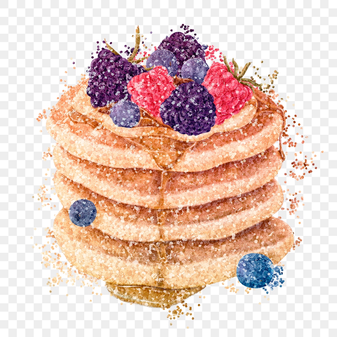 Glittery pancake topped berries sticker | Free PNG Sticker - rawpixel