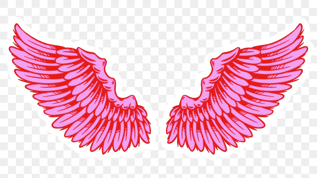 Neon pink wings sticker white | Premium PNG Sticker - rawpixel