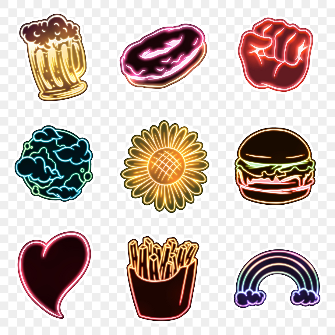 Cute neon sticker set design | Premium PNG - rawpixel