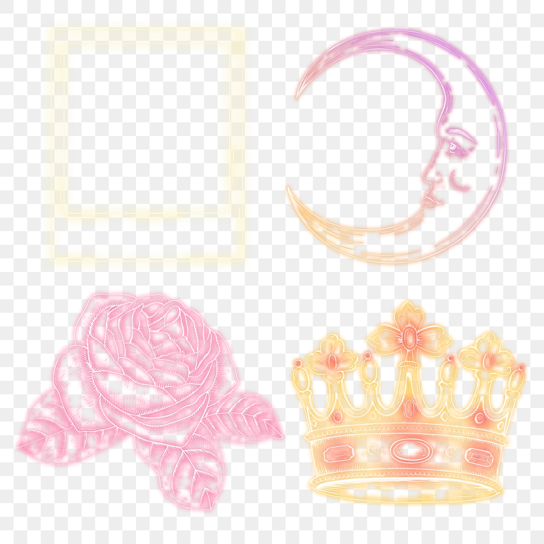 Cute neon sticker set design | Premium PNG - rawpixel