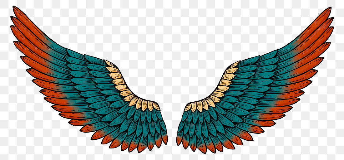 Colorful angel wings sticker overlay | Premium PNG Sticker - rawpixel