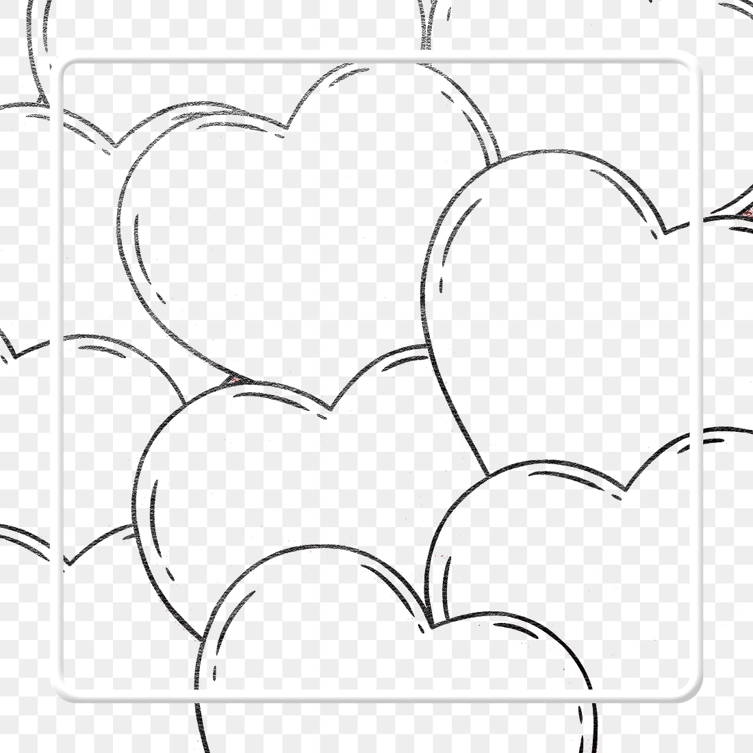 Square hand drawn heart frame | Premium PNG - rawpixel