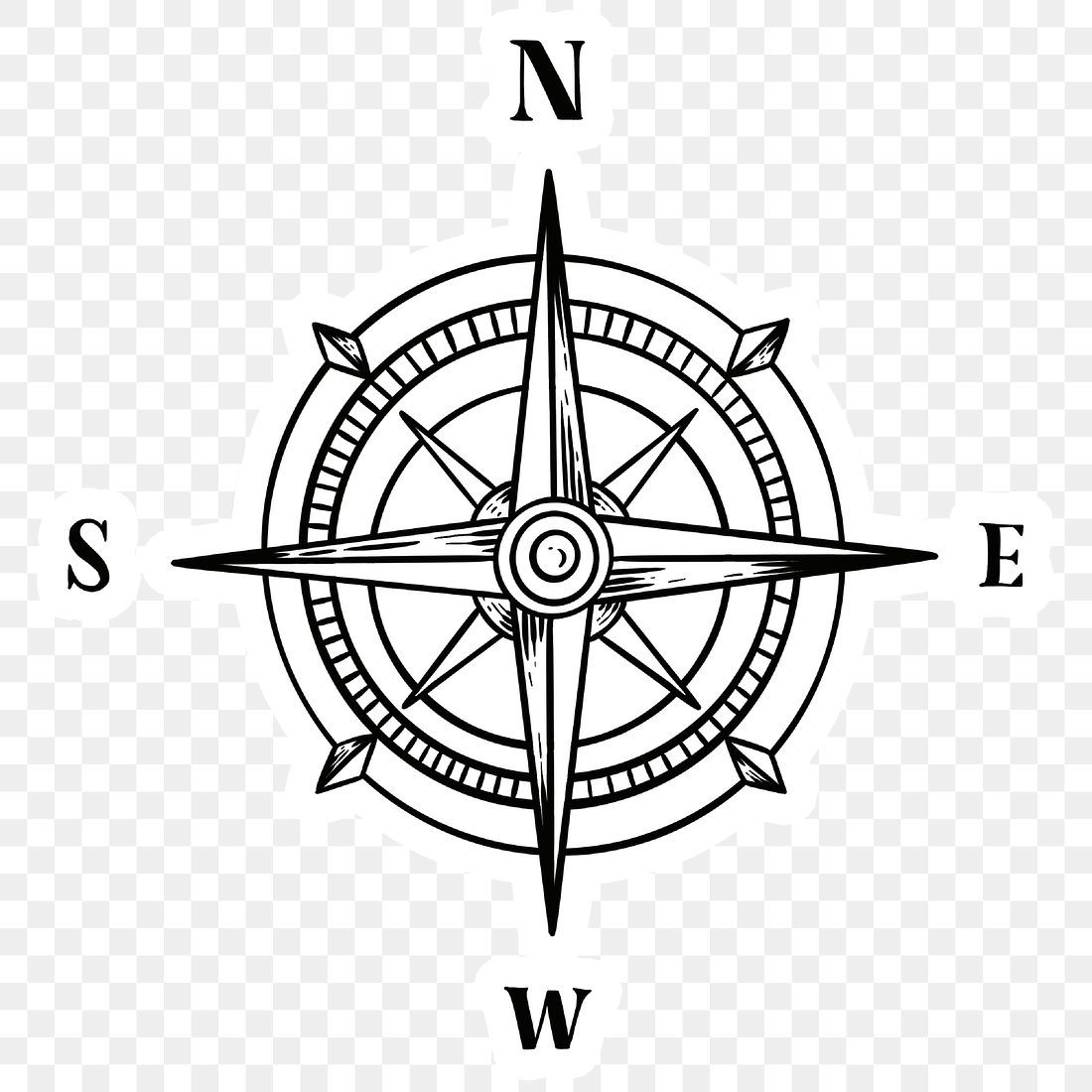 Classic compass sticker white border | Premium PNG Sticker - rawpixel