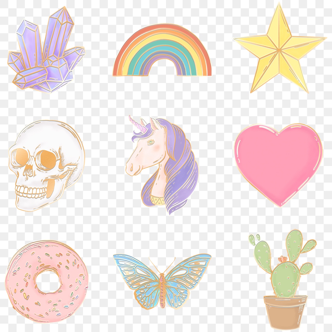 Pastel journal sticker set design | Premium PNG - rawpixel