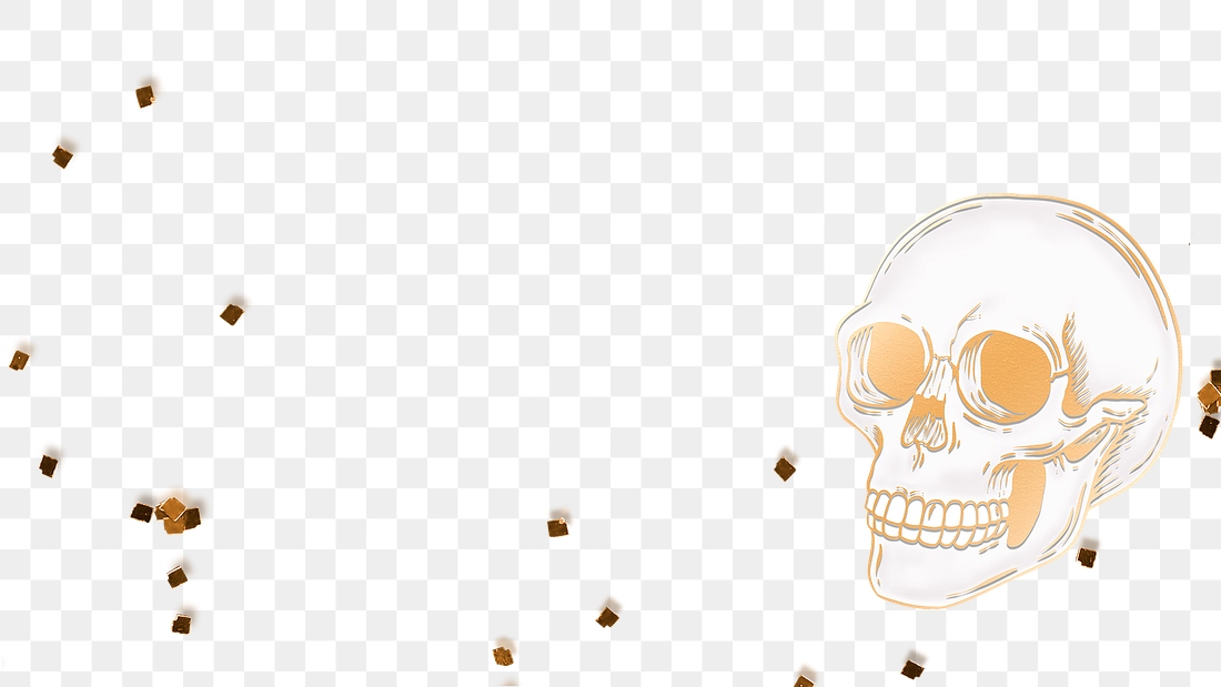 Gold skull confetti design element | Free PNG - rawpixel