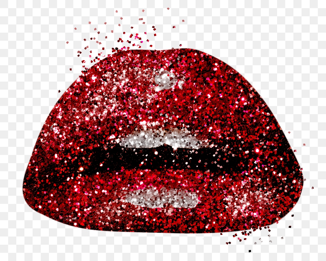 Red glittery lips sticker overlay | Premium PNG Sticker - rawpixel