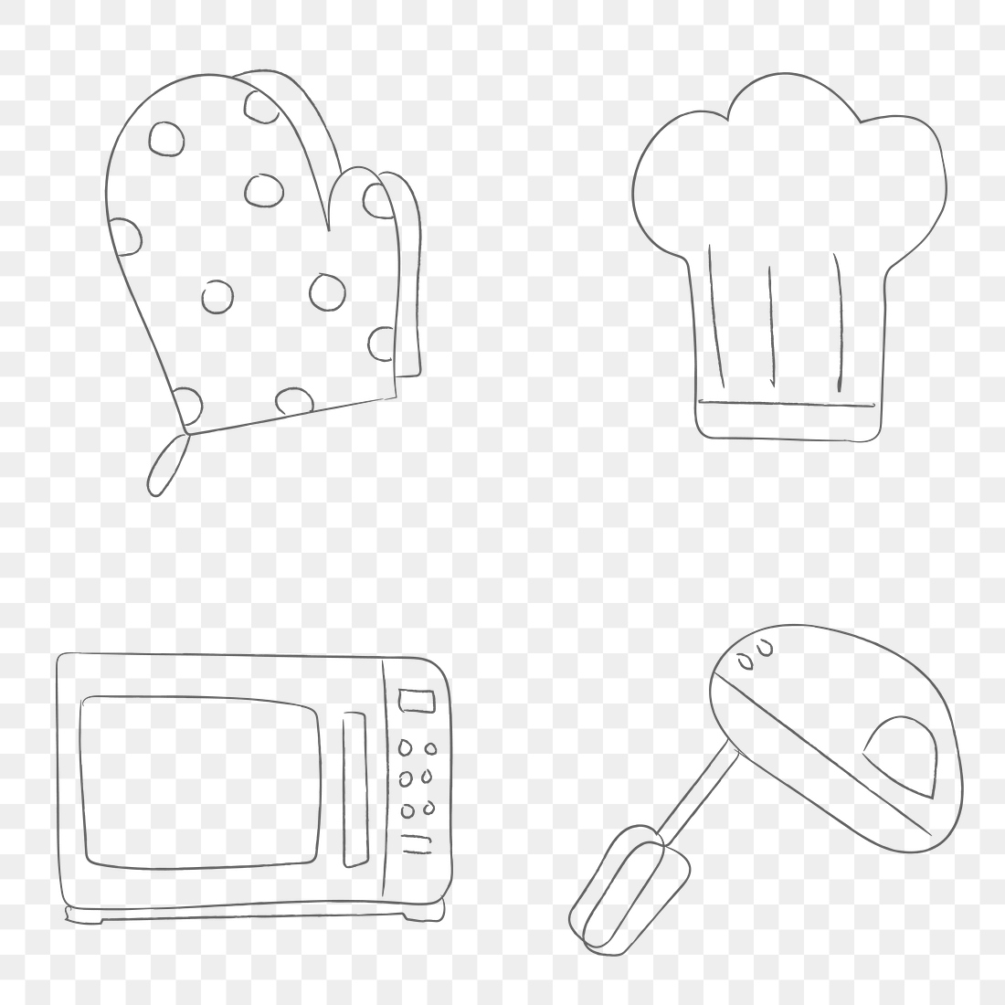 Cute cooking utensils doodle stickers | Premium PNG - rawpixel