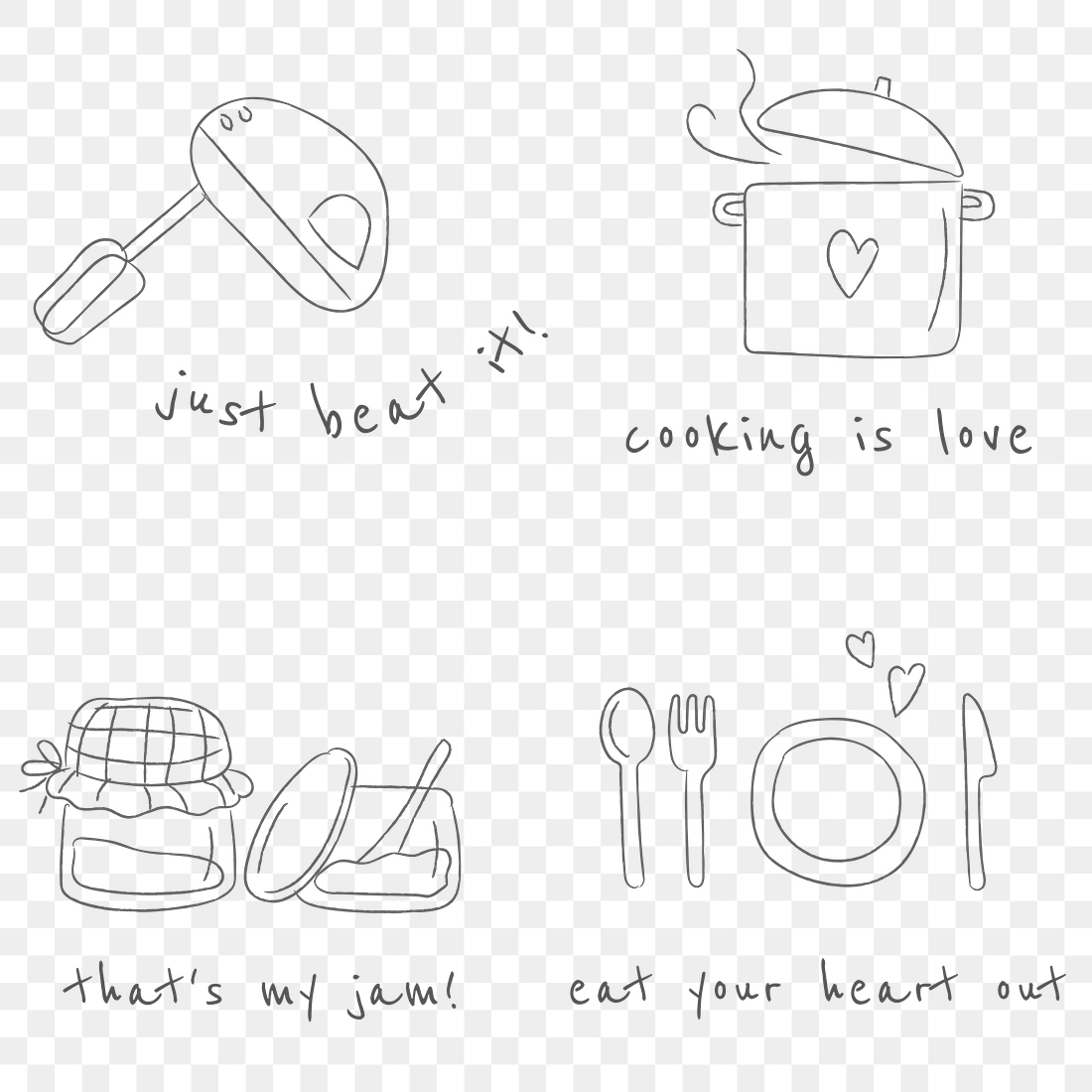 Cute cooking utensils doodle stickers | Premium PNG - rawpixel