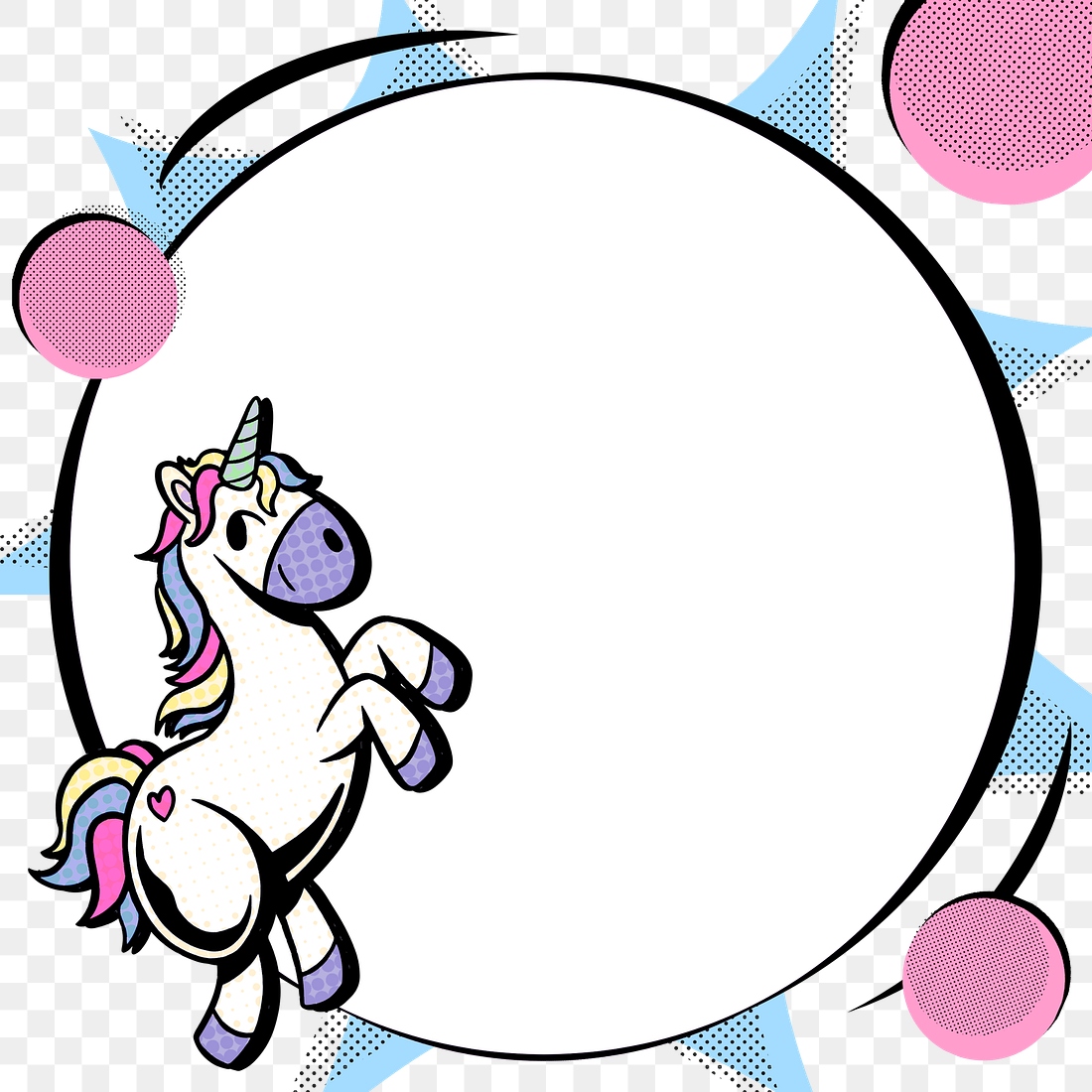Round frame colorful unicorn design | Premium PNG - rawpixel