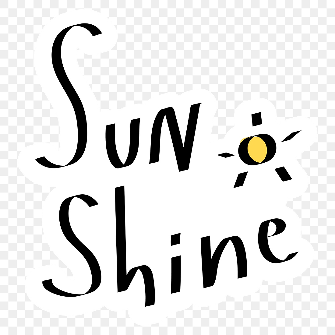 Black sunshine word small sun | Premium PNG Sticker - rawpixel