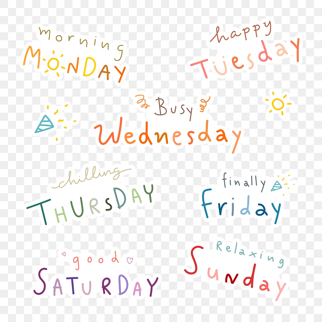 Weekday typography sticker design element | Premium PNG - rawpixel