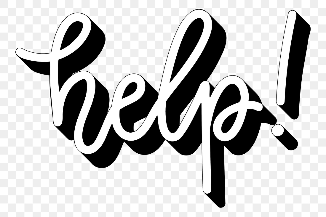 Doodle white Help! word design | Premium PNG Sticker - rawpixel