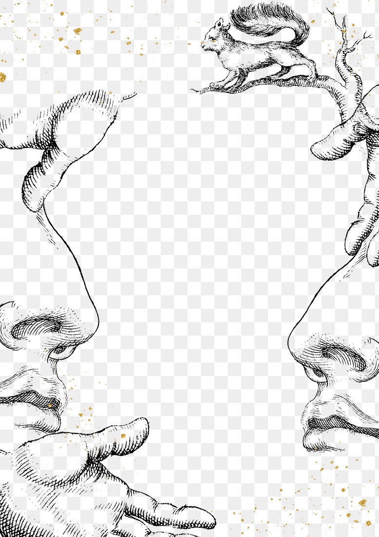Vinatge line art face border | Premium PNG - rawpixel