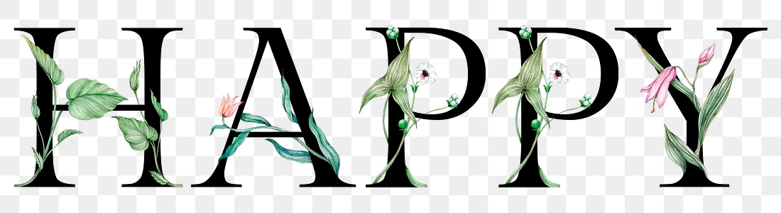 Png happy word floral font | Premium PNG Sticker - rawpixel