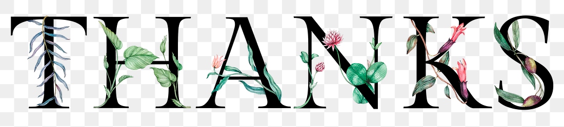Png thanks word floral font | Premium PNG Sticker - rawpixel