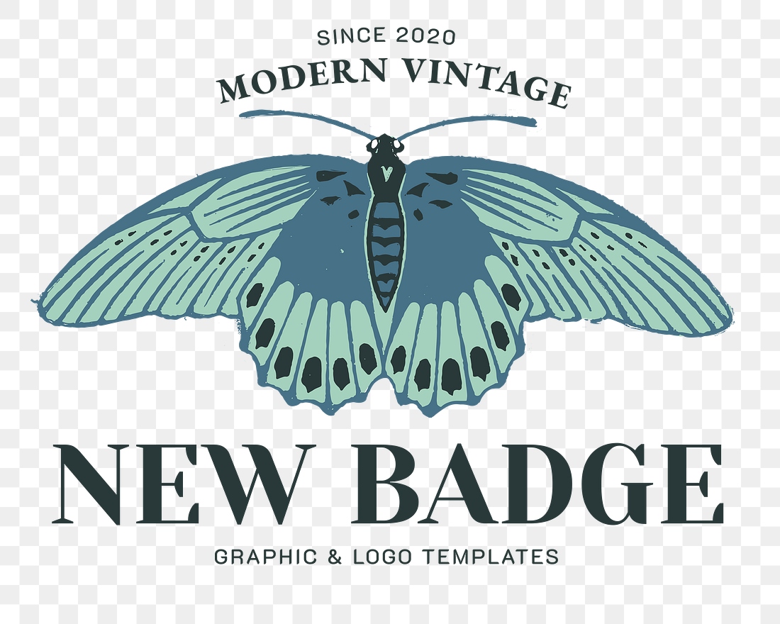 Retro butterfly transparent logo png | Premium PNG Sticker - rawpixel