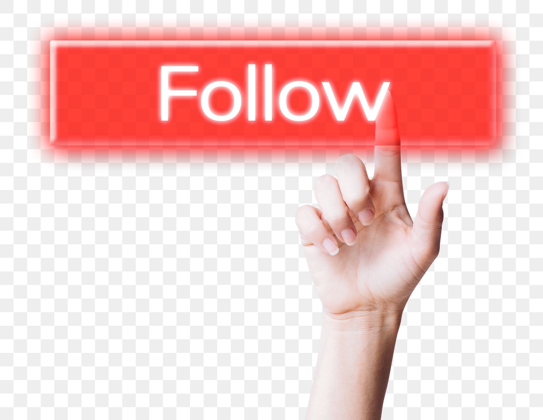 Hand clicking follow button png | Premium PNG Sticker - rawpixel