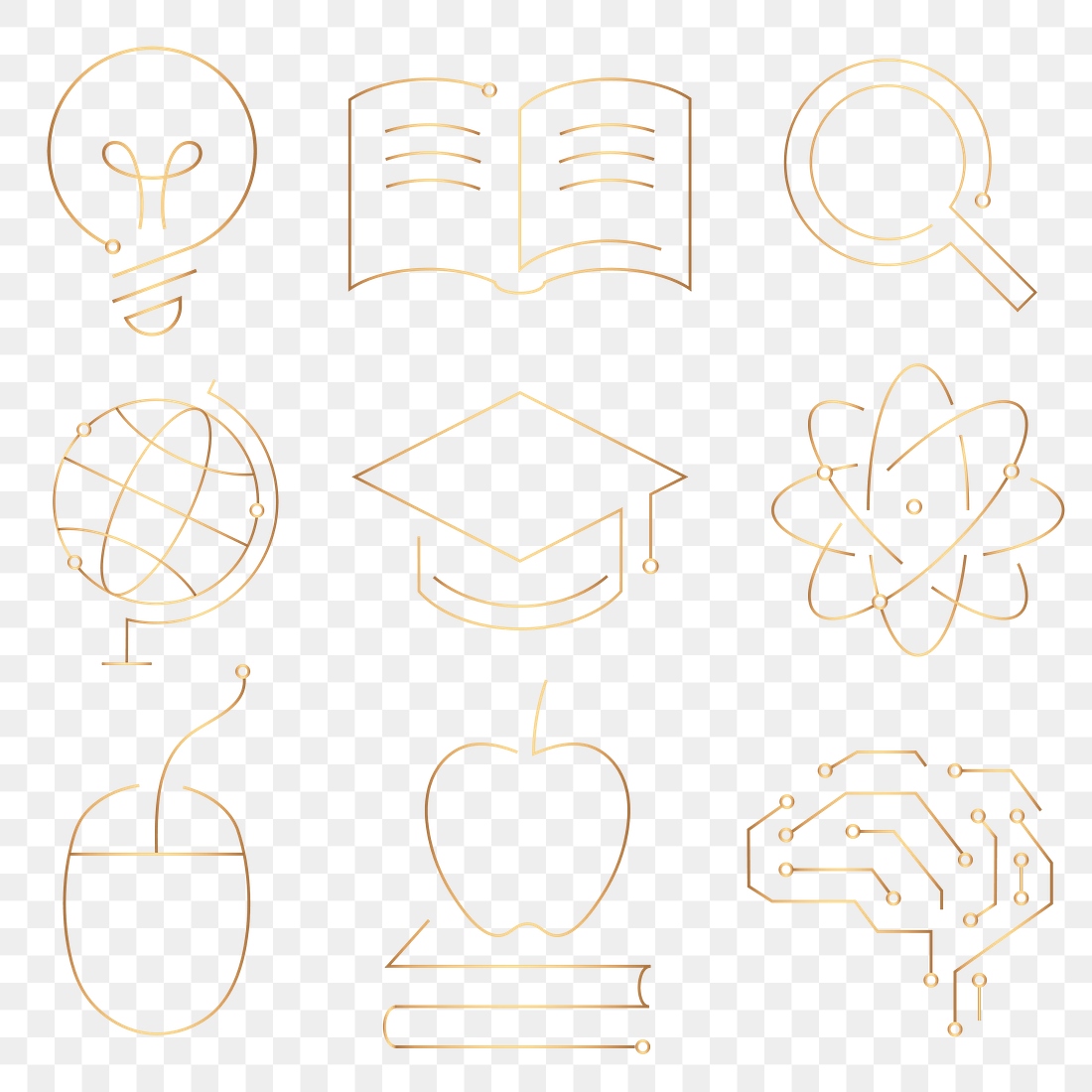 Education technology gold icons png | Premium PNG - rawpixel