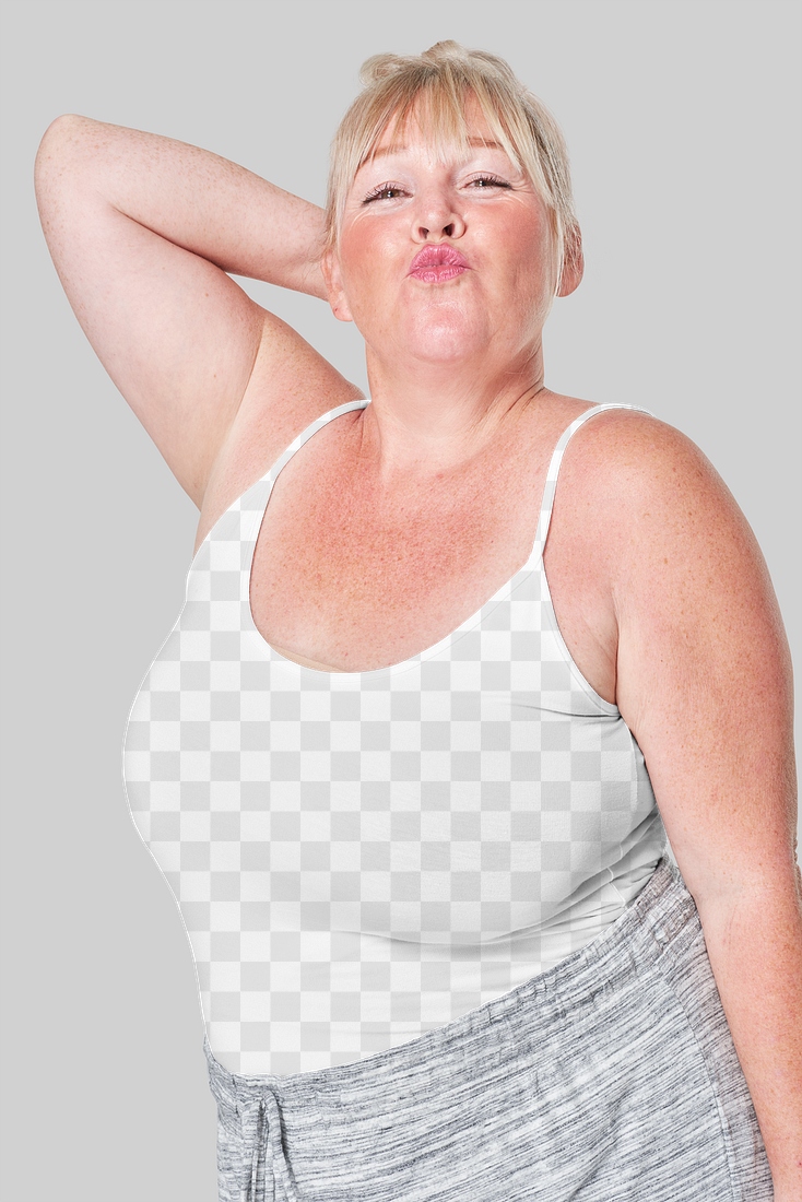 Plus size model tank top | Free PNG - rawpixel