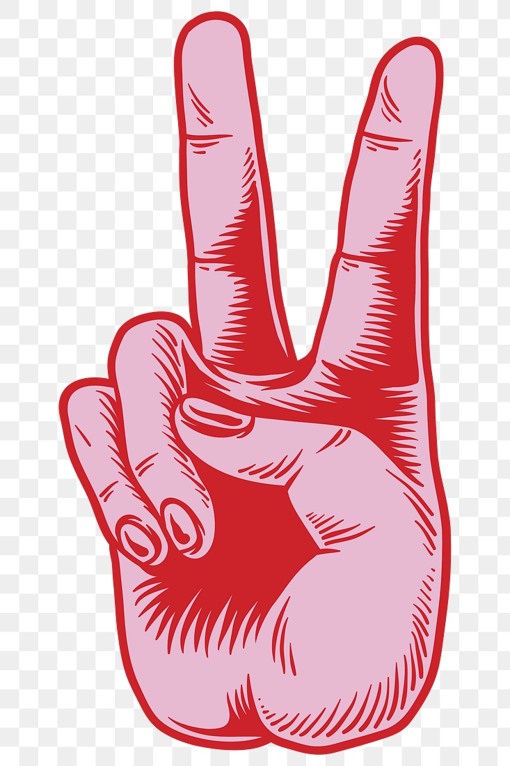 Red hand peace sign sticker | Premium PNG Sticker - rawpixel