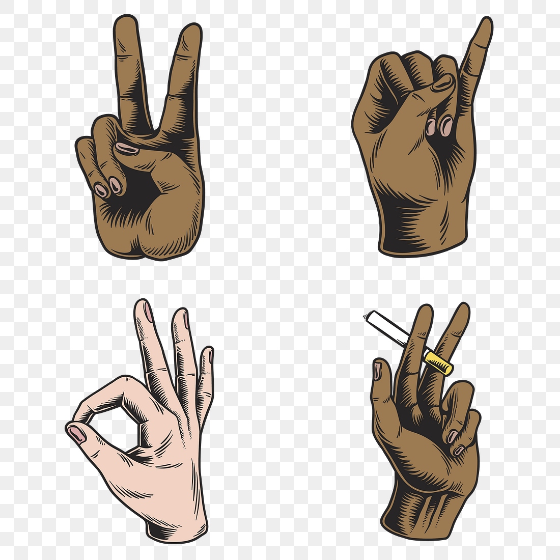 Cool hand sign sticker set | Premium PNG - rawpixel