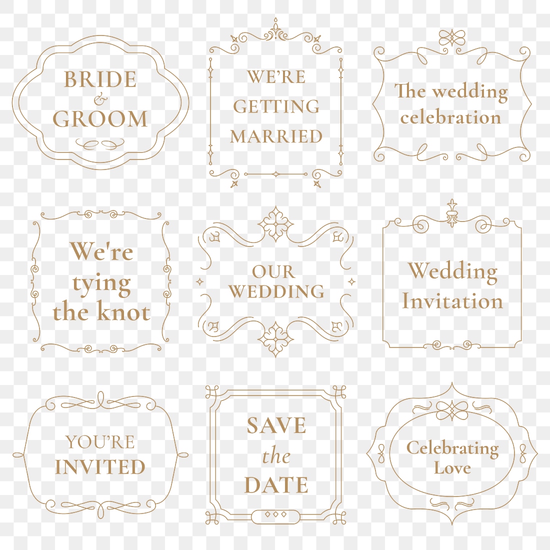 Wedding badge png set luxury | Premium PNG - rawpixel