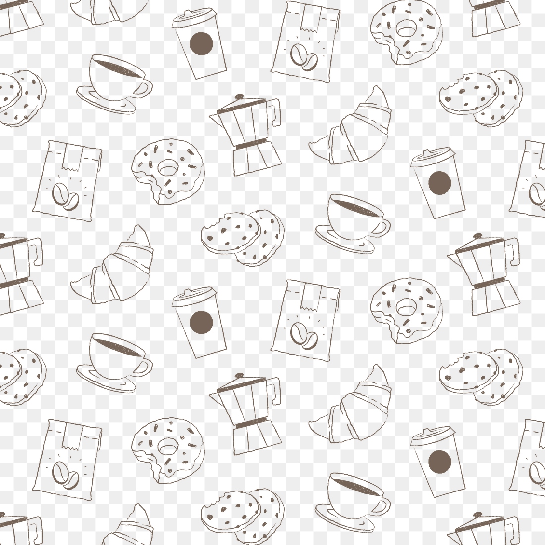 Cafe pattern png, coffee cake | Premium PNG - rawpixel