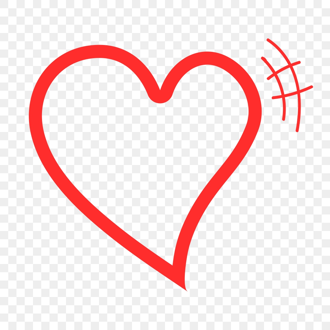 Red heart PNG sticker, doodle | Premium PNG - rawpixel