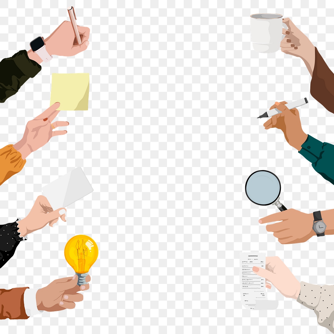 Business teamwork png, hands border | Premium PNG - rawpixel