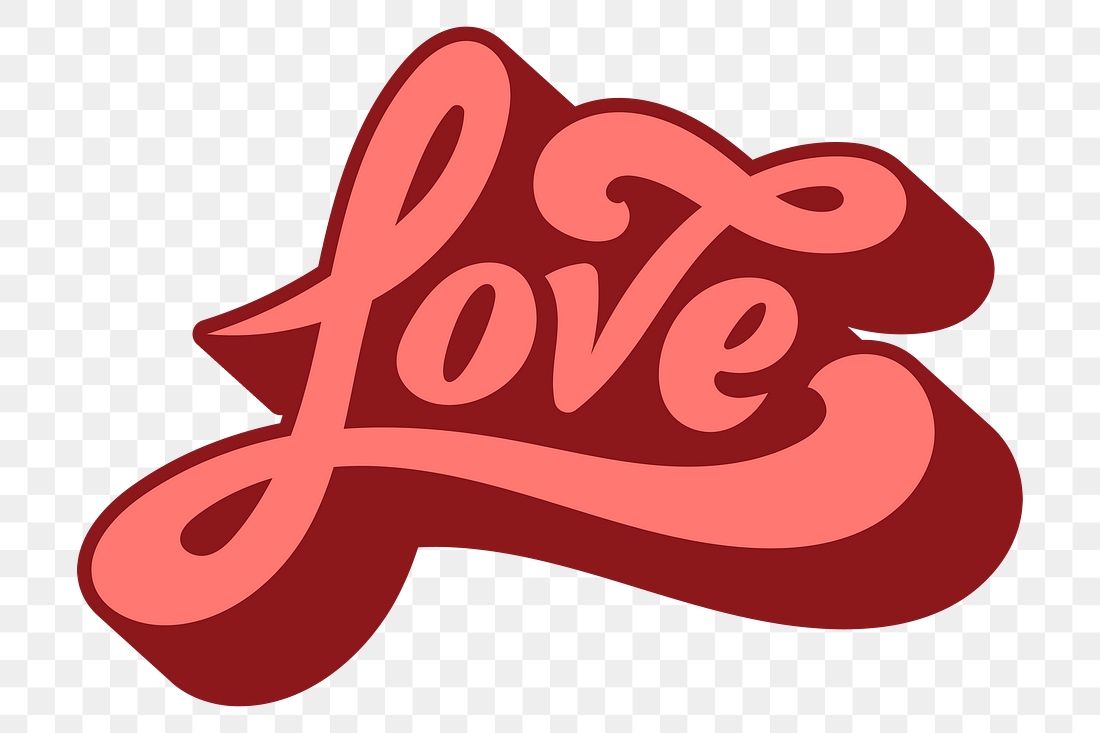 Red love funky bold stylized | Premium PNG - rawpixel