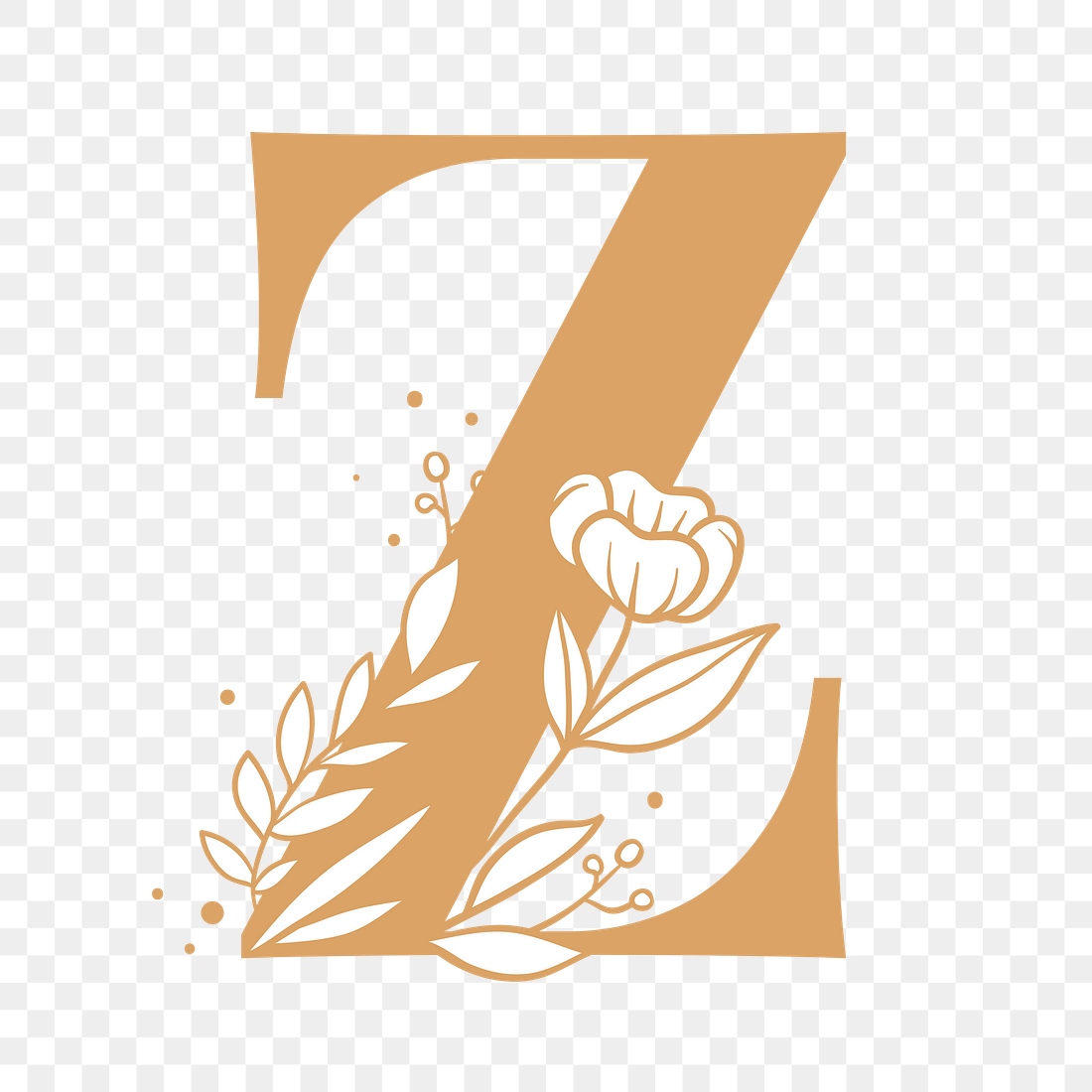 Letter Z script png floral | Free PNG Sticker - rawpixel