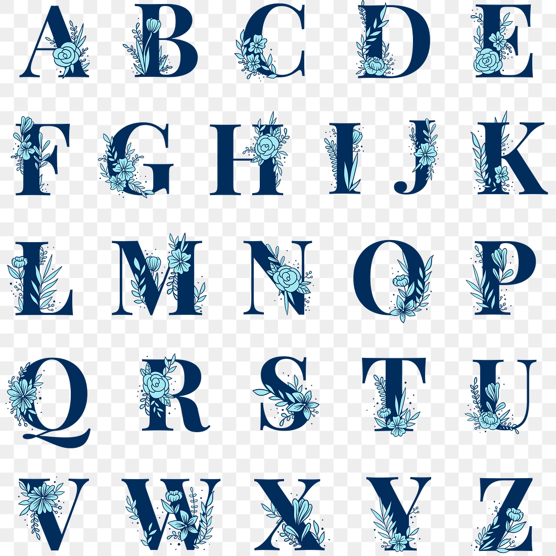 Floral alphabet png font typography | Premium PNG - rawpixel