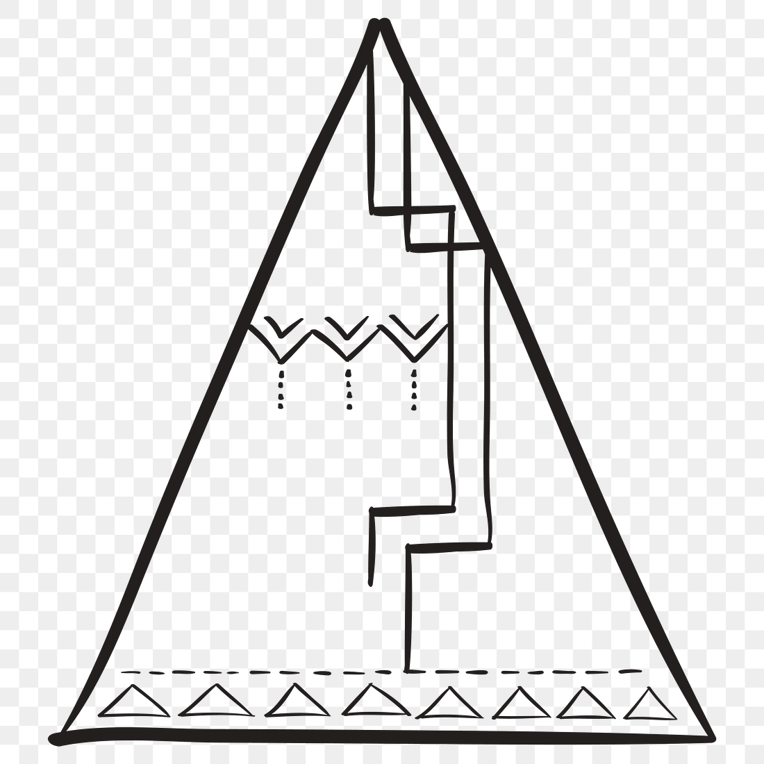 Png doodle bohemian tipi symbol | Free PNG Sticker - rawpixel