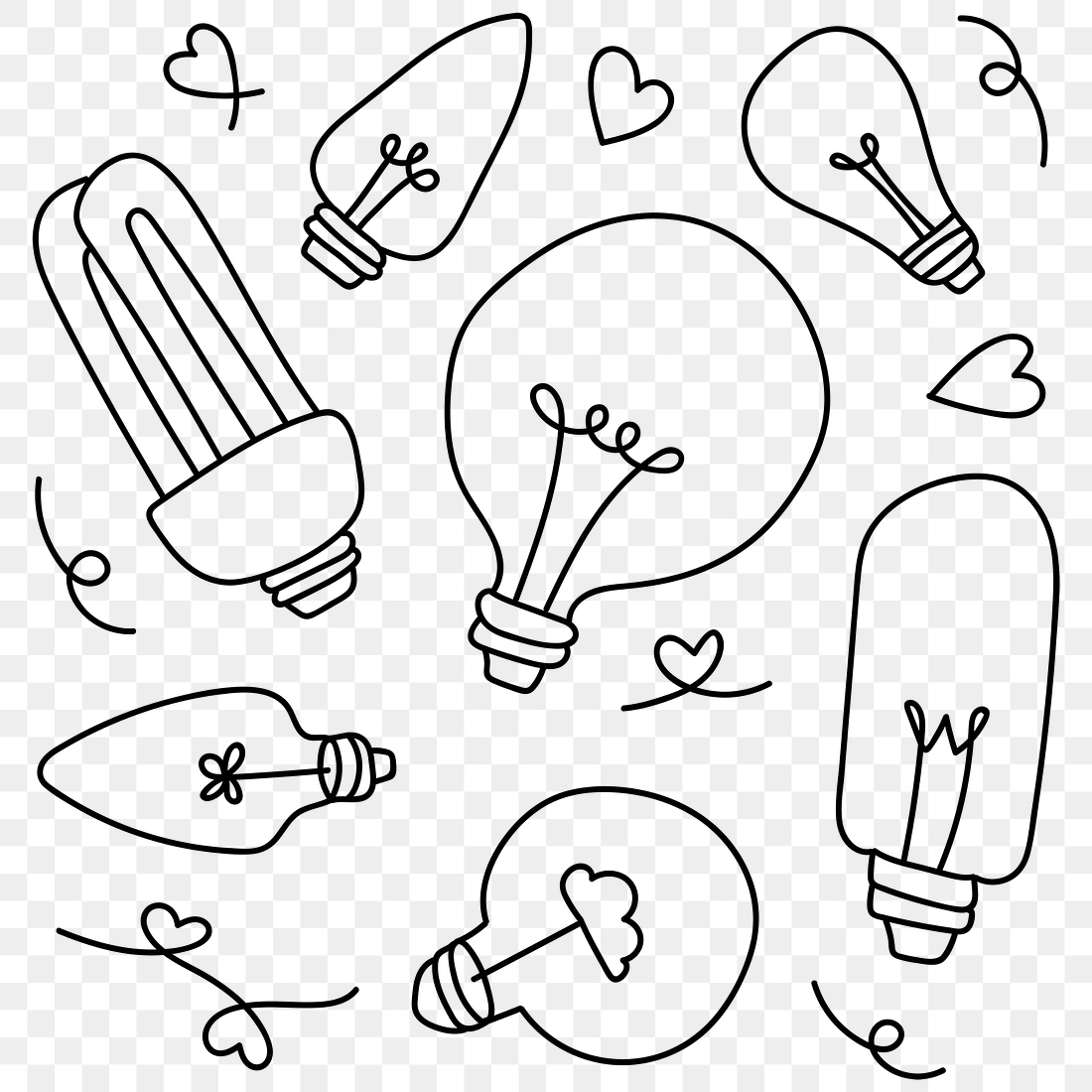 PNG doodle light bulb set | Premium PNG - rawpixel