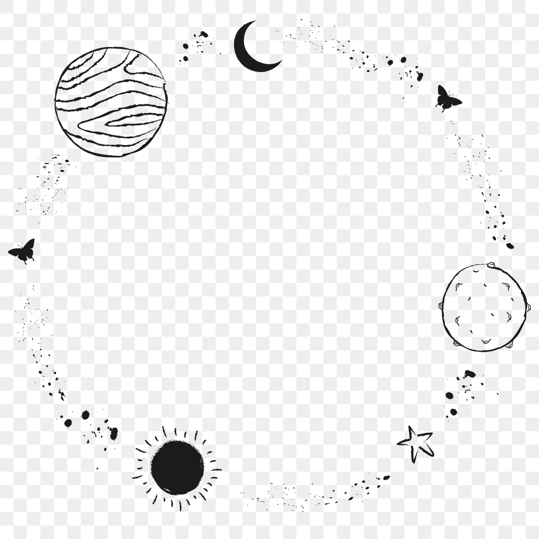 Galaxy decorated minimal line art | Premium PNG - rawpixel