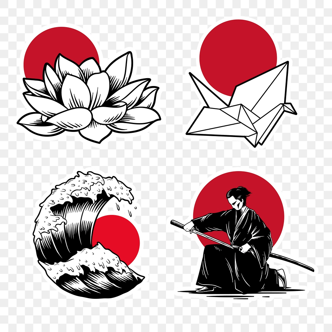 Traditional Japanese sticker design elements | Premium PNG - rawpixel